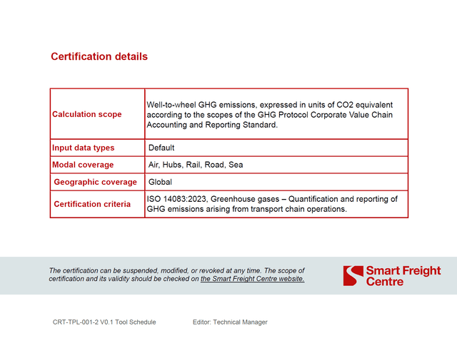 Certifications | Locars - ISO-14083 Logistics Carbon Emission Measurement